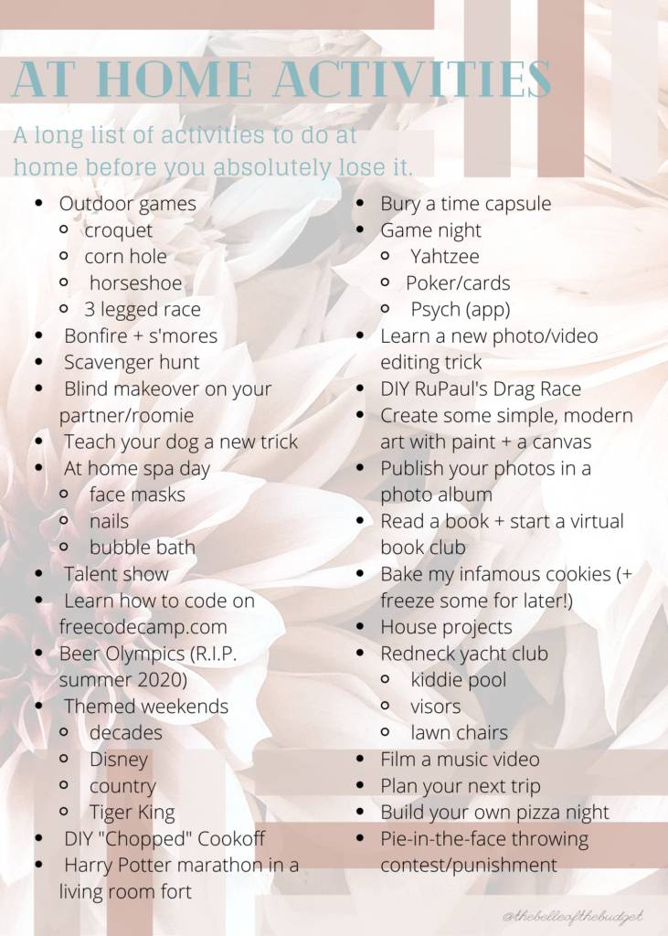 At Home Quarantine Activities - @thebelleofthebudget